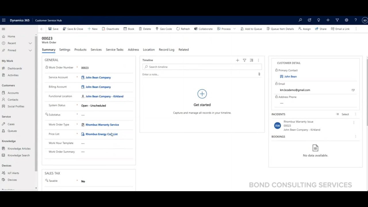 Dynamics 365 Customer Service | Work Orders - YouTube