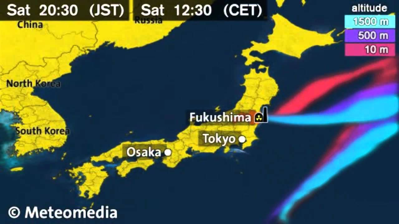 Fukushima nuclear disaster wind plume direction forecast March 17 to ...