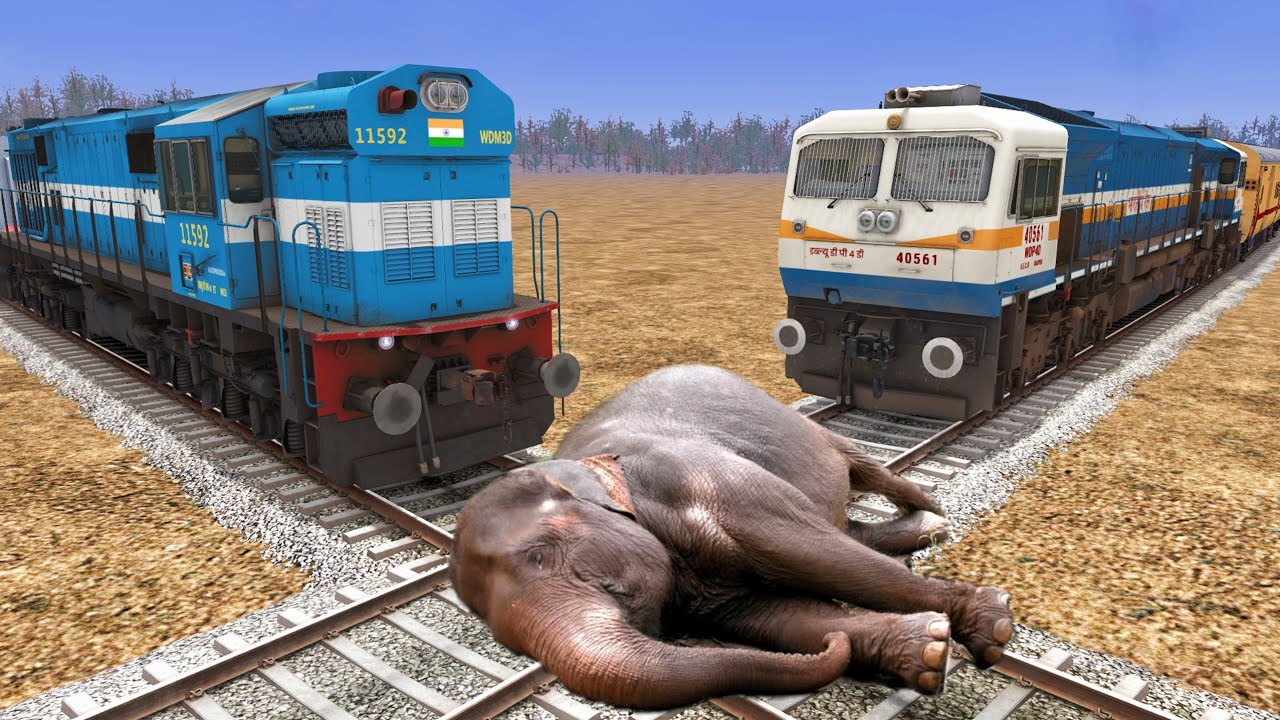 Giant Elephant vs Two Trains | Stops the train | BeamNG.Drive - YouTube