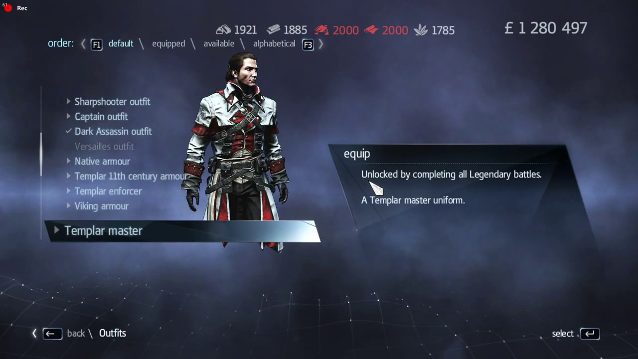 Assassin's Creed Rogue - Templar Master outfit - YouTube