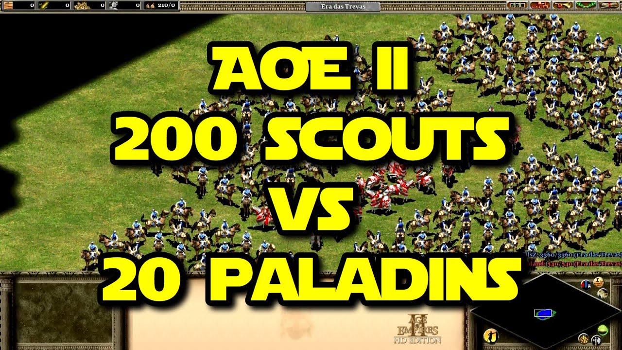 Age Of Empires II - 200 scouts vs 20 paladins - YouTube