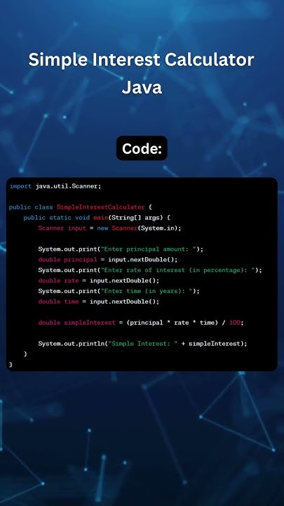 Simple Interest Calculator in Java #coding #gaming #code #coder #java #tutorial #developer - YouTube