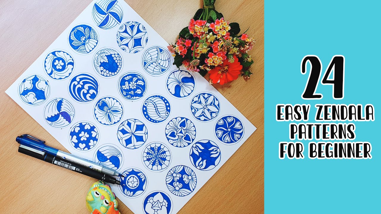 24 Easy Zendala Patterns for Beginners || 24 Easy zentangle Patterns ...