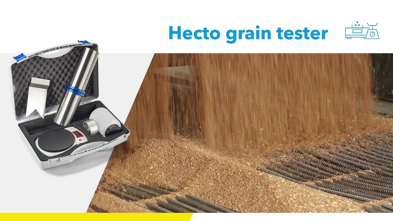 Hecto grain tester - how to measure bulk density or test weight - YouTube
