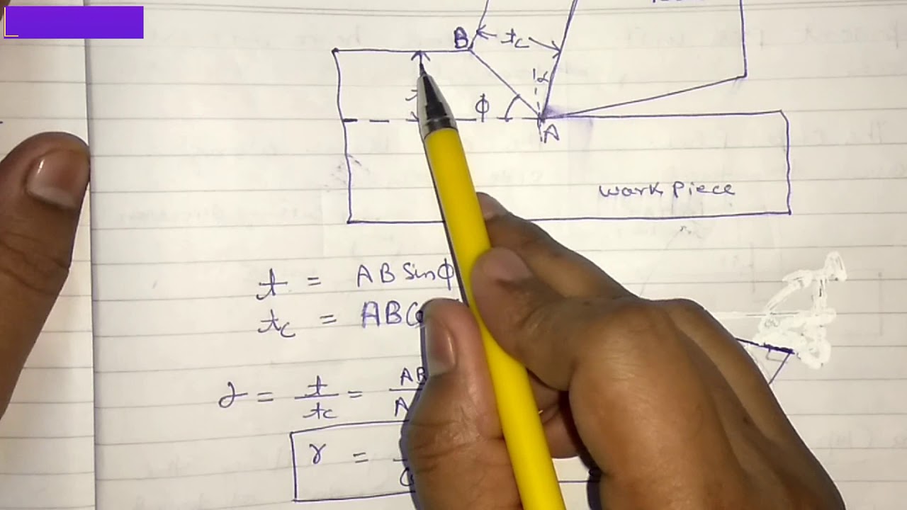 chip thickness ratio and shear angle determination - YouTube
