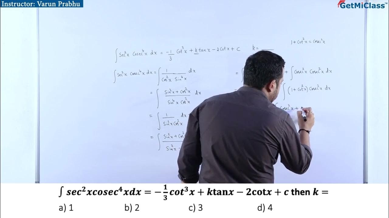 Derivative of Cotangent and Secant KCET 12th Mathematics Integral Calculus - YouTube