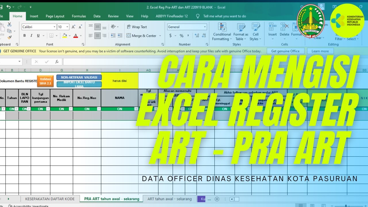 Cara Mengisi Excel Register ART-PRA ART - YouTube