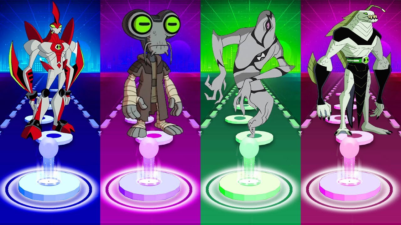 Tiles Hop EDM Rush | Ben 10 | Superheroes | Way Big VS Azmuth VS ...
