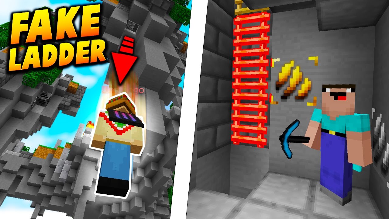 FAKE LADDER VOID FALL TROLL! - Minecraft SKYWARS TROLLING! (BEST TRAP ...