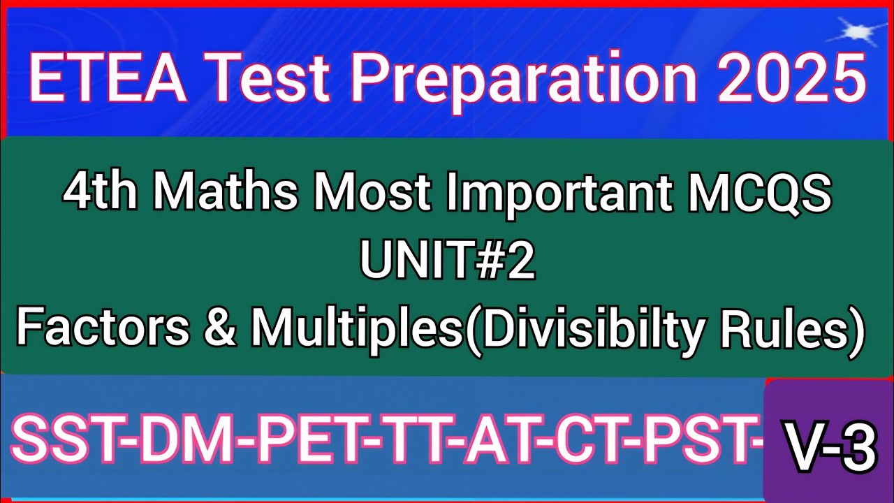 ETEA Test Preparation 2025 For New Teaching jobs | 4th Maths ...