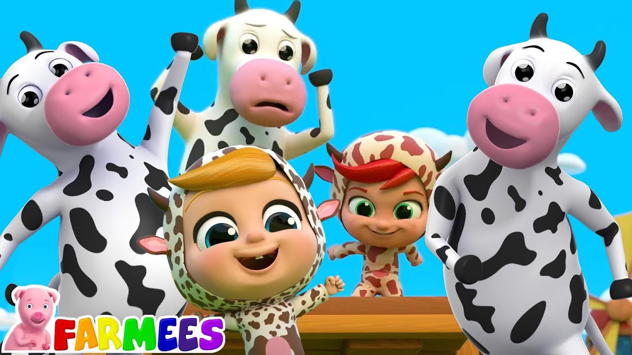 Five Little Cows, Counting Song for Kids and Kindergarten Rhyme - YouTube