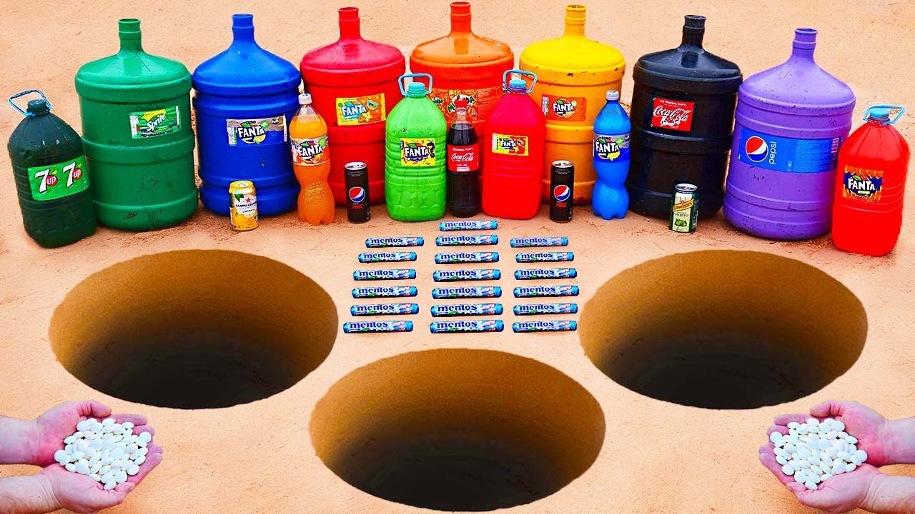 Experiment: Giant Coca Cola, Fanta, Sprite, Pepsi, Mirinda, 7up vs ...