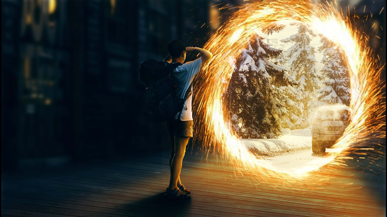 Through the portal Photoshop manipulation tutorial - YouTube