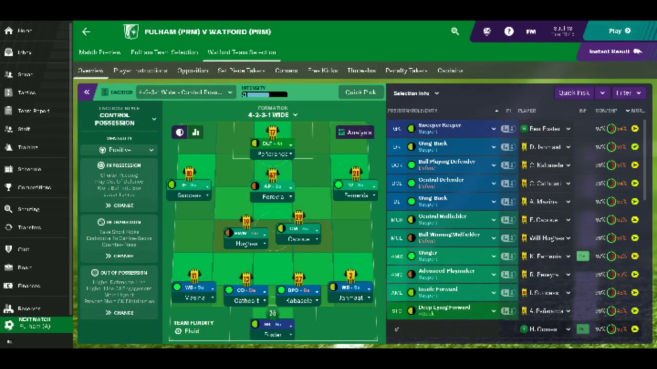 football manager touch 2019 Android. ui zoom 150% + test pitch texture ...