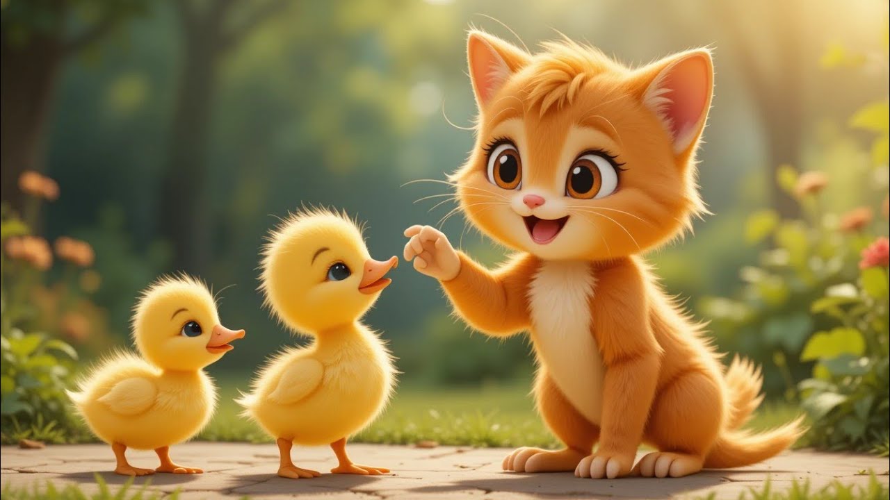 Five little Chicks , Duck & Cat | Nursery Rhymes for kids | Kids ...
