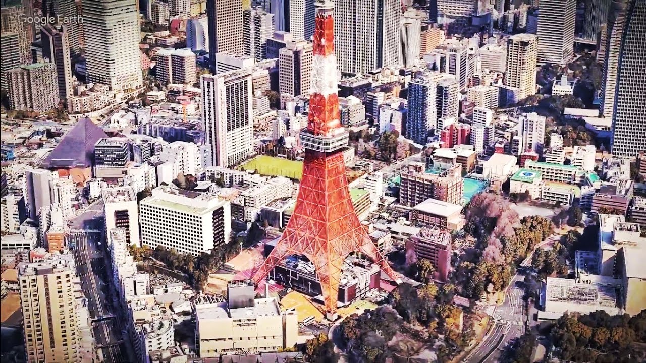 FLYING OVER the Tokyo Tower, Japan - Virtual Reality Flight - YouTube