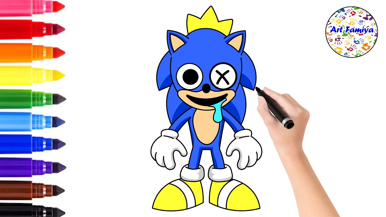 Sketch and Coloring Sonic Blue Rainbow Friends Drawing | Sonic The ...