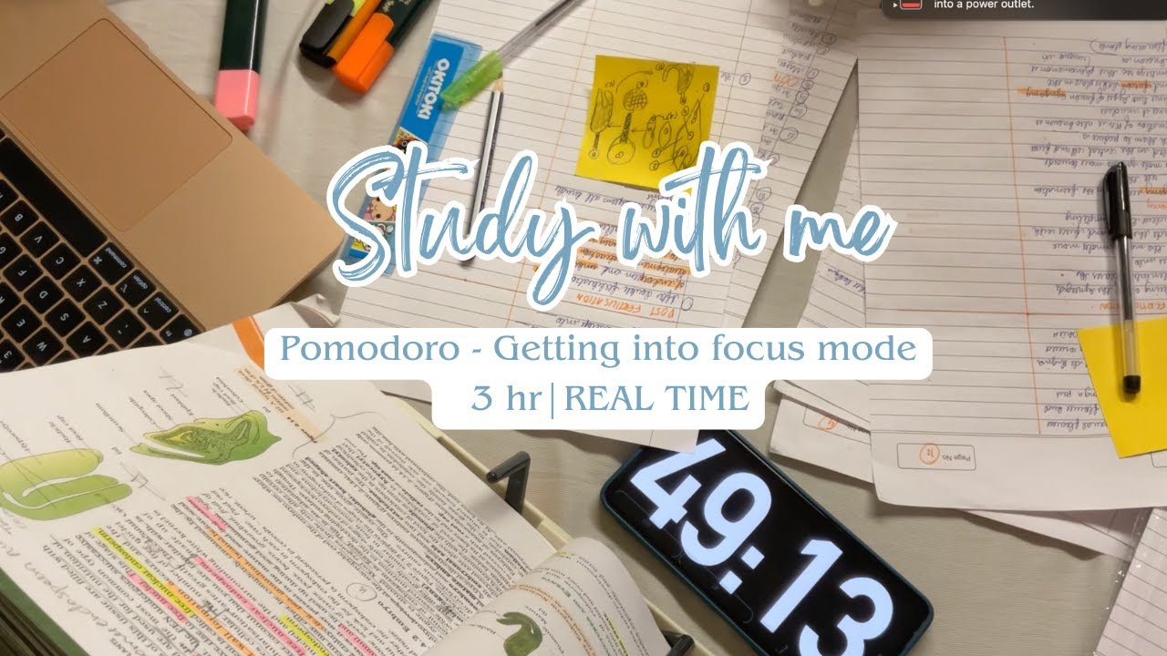 Study with me 3hrs- Getting into flow state - REAL TIME | Pomodoro 25-5 & 50-10 - YouTube
