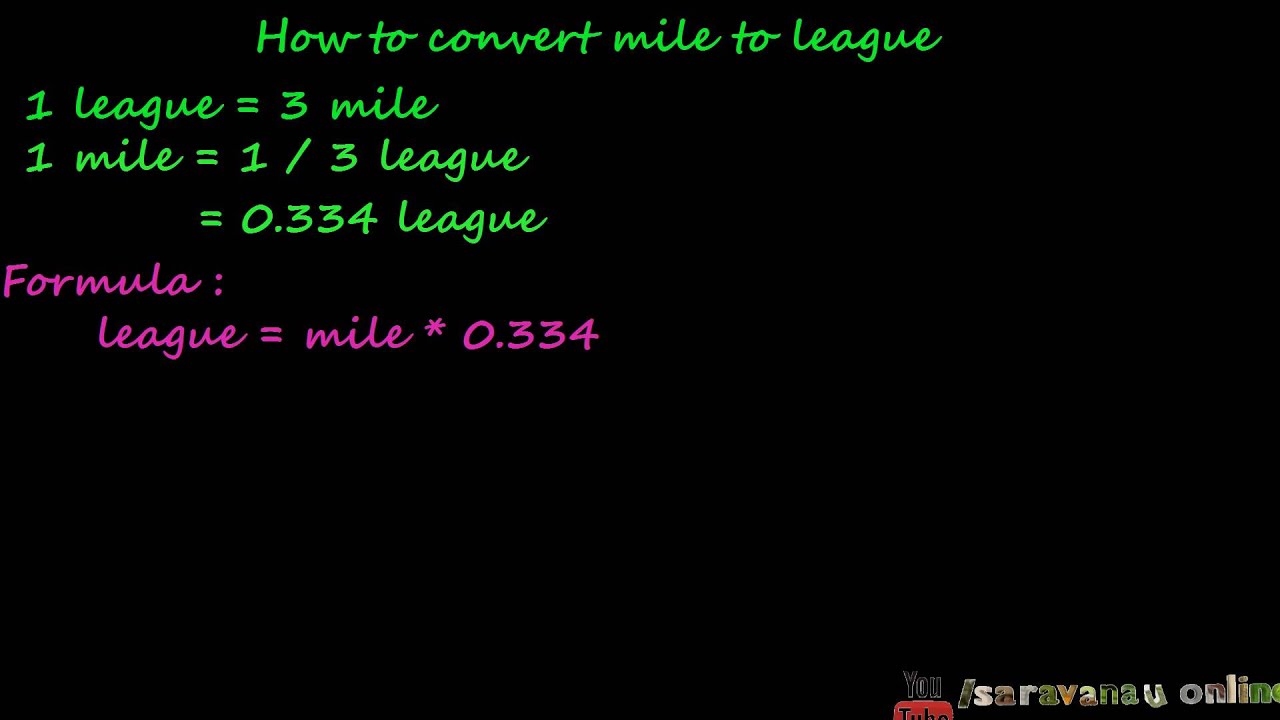Length And Distance Converter Mile To League YouTube