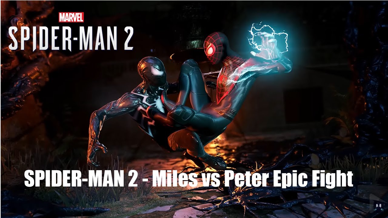Miles Morales vs Peter Parker Boss Fight - SPIDER-MAN 2 - YouTube