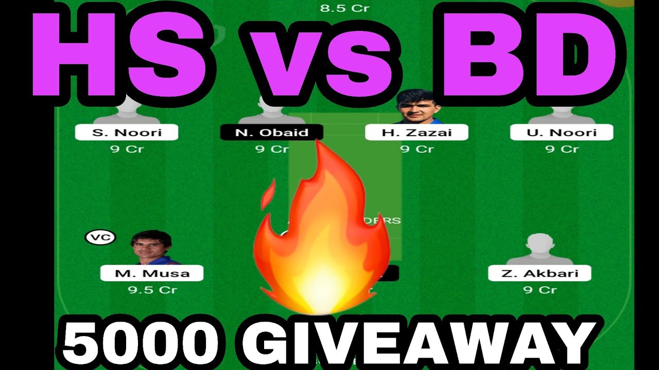 HS vs BD match dream11 team || hindukush stars vs band-e-amir dragons ...