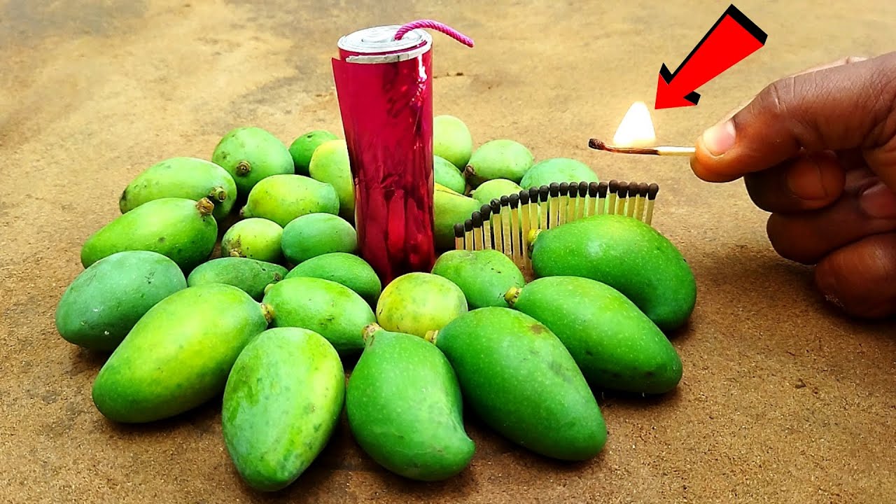 Green mango vs Diwali rad paper boom crackers amazing experiment😱 ...