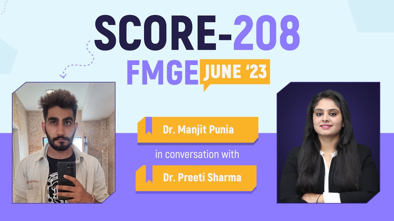 Dr. Manjit Punia's FMGE June '23 Inspiring Story⚡ Score 208 - YouTube