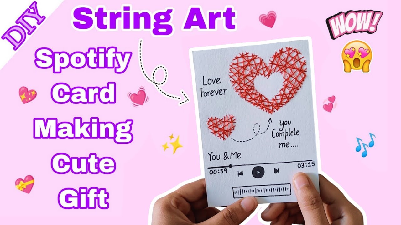 Cute & Easy String Art DIY ️| Spotify Card Making💞| Cute Gift Idea ...