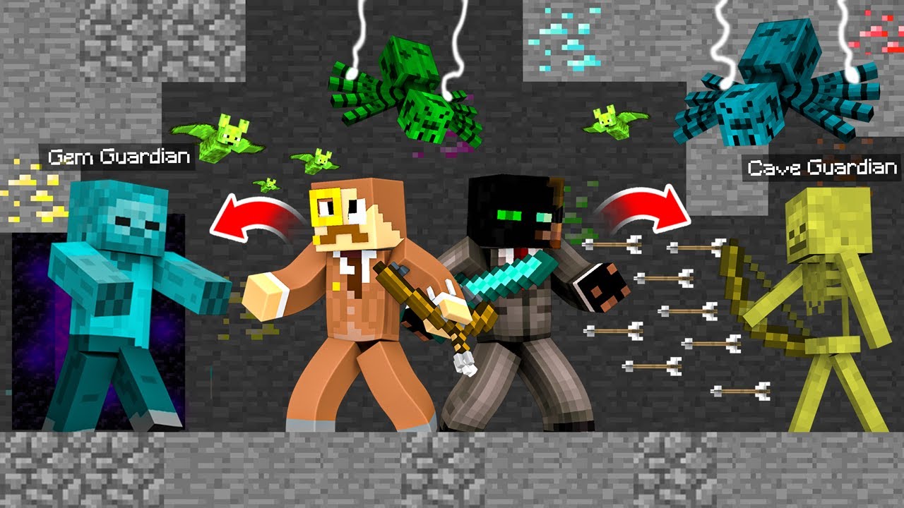 Fighting *OP* CAVE GUARDIANS in Minecraft! - YouTube