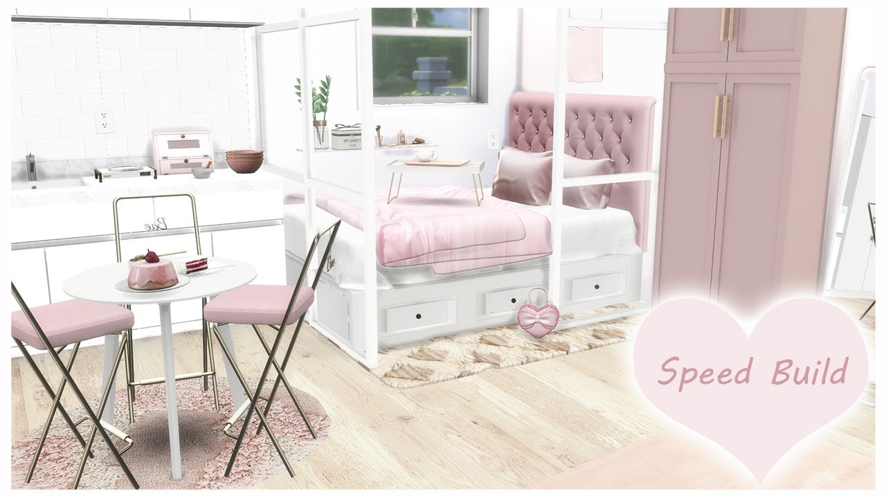 Pink open apartment | The sims 4 cc speed build! - YouTube