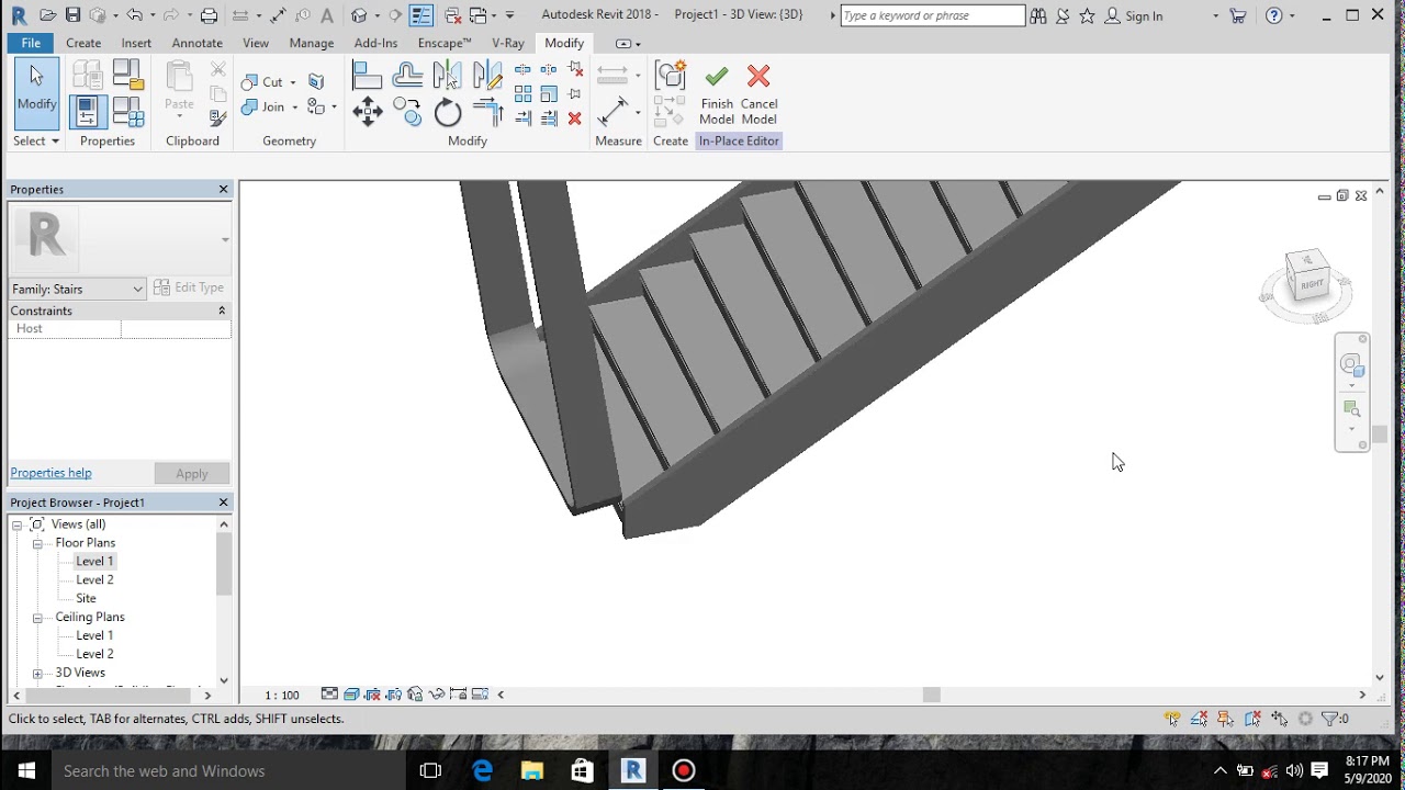 Model Stairs in Revit, type 4. - YouTube