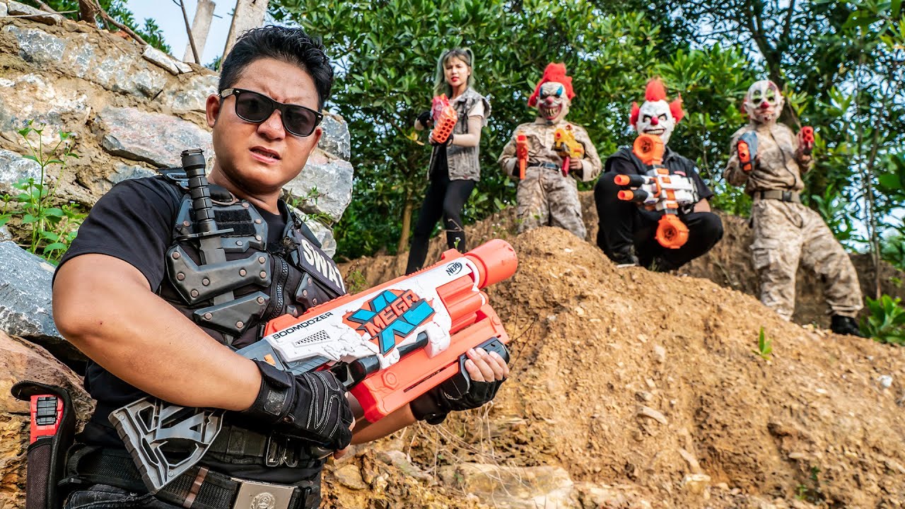 LTT Films : Black Man Nerf Guns Fight Attack Criminals Group Rocket Top ...