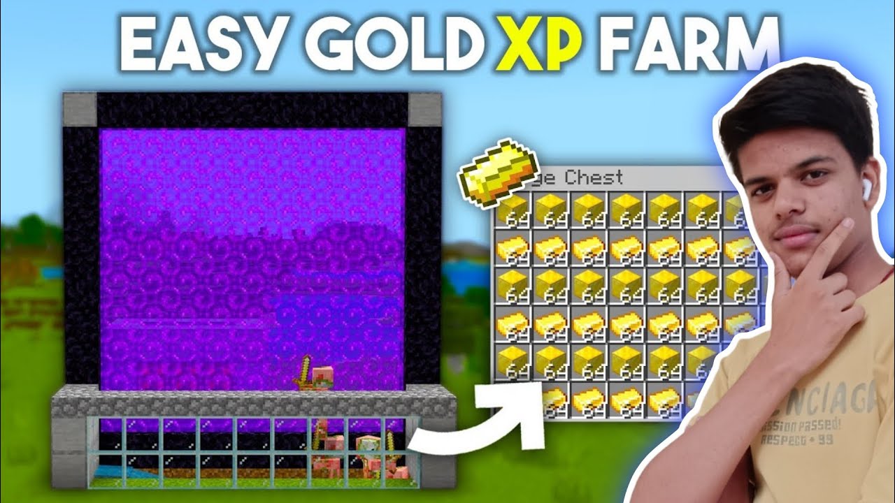 Unlimited GOLD + XP Farm in Minecraft PE 🔥 | Easy Nether Portal Farm ...