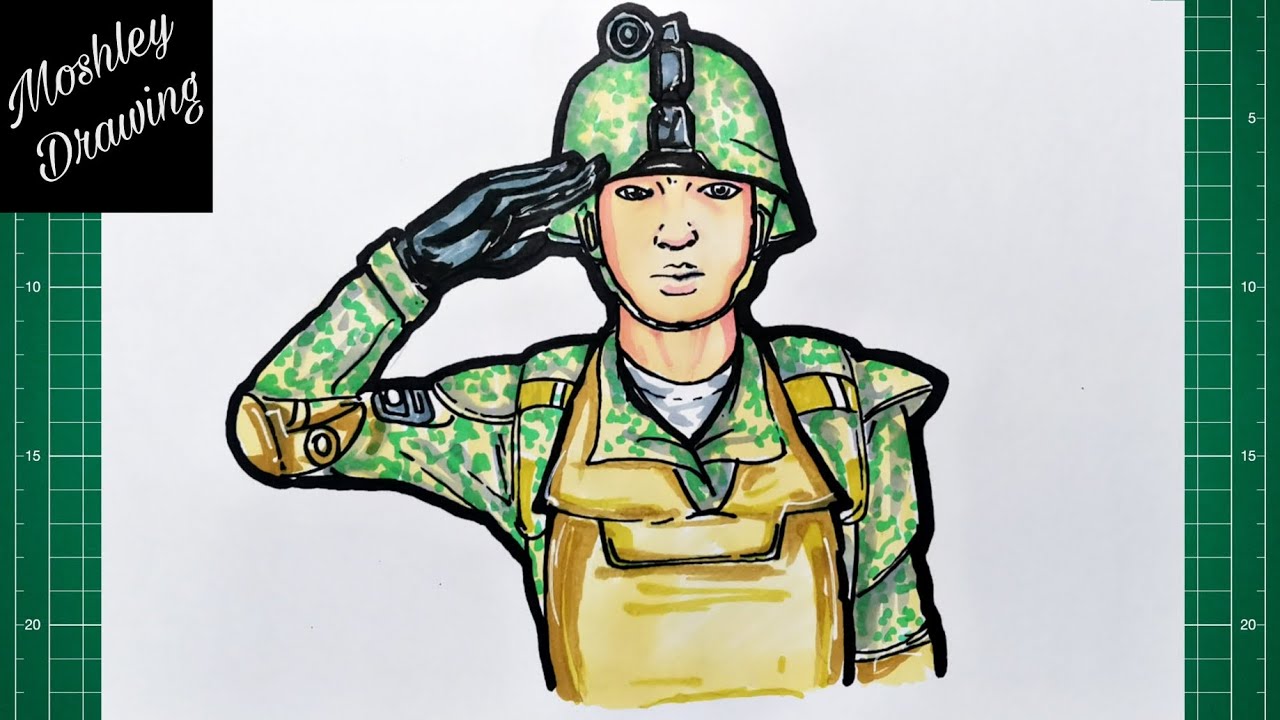 How to Draw a Soldier Saluting - YouTube