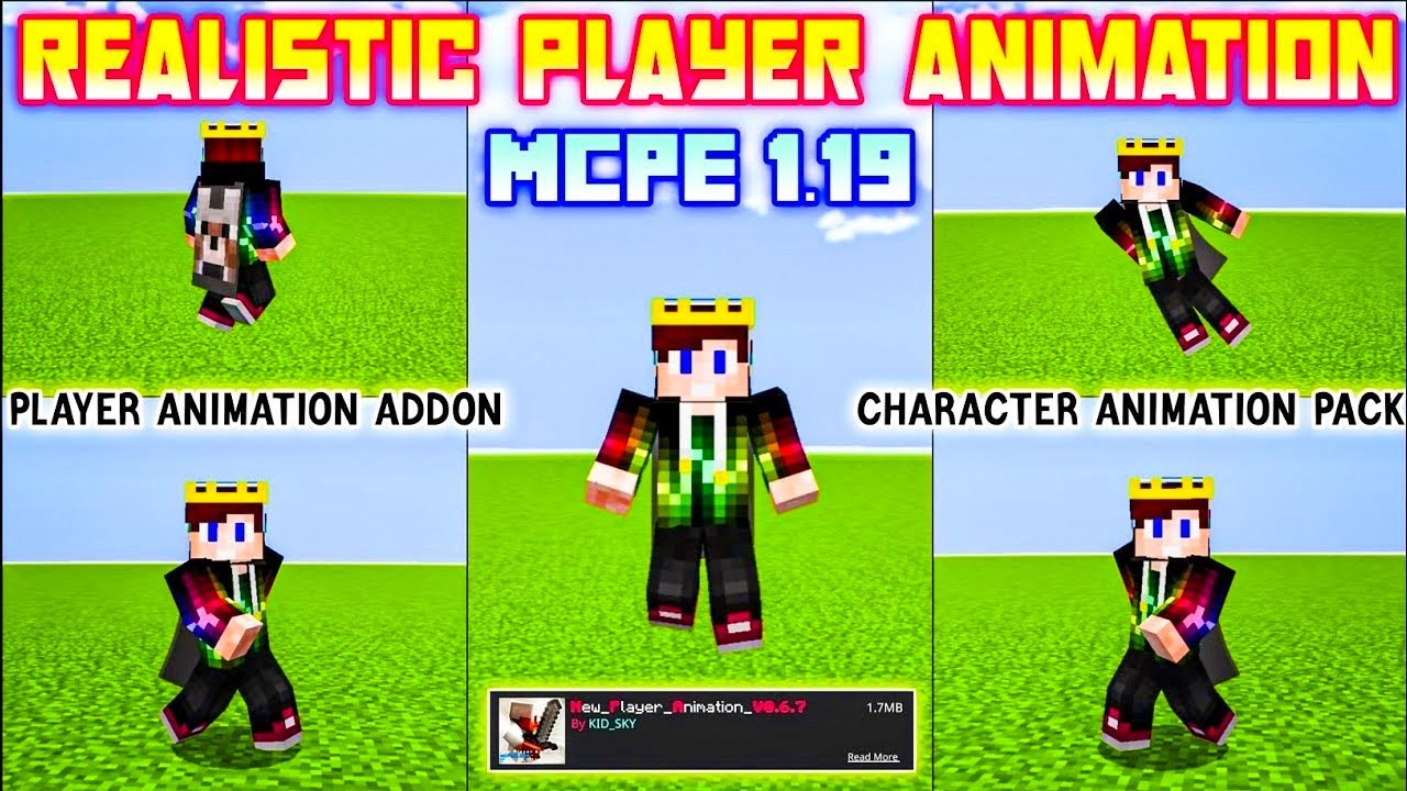 REALISTIC PLAYER ANIMATION MOD FOR MINECRAFT PE || 😍 - YouTube
