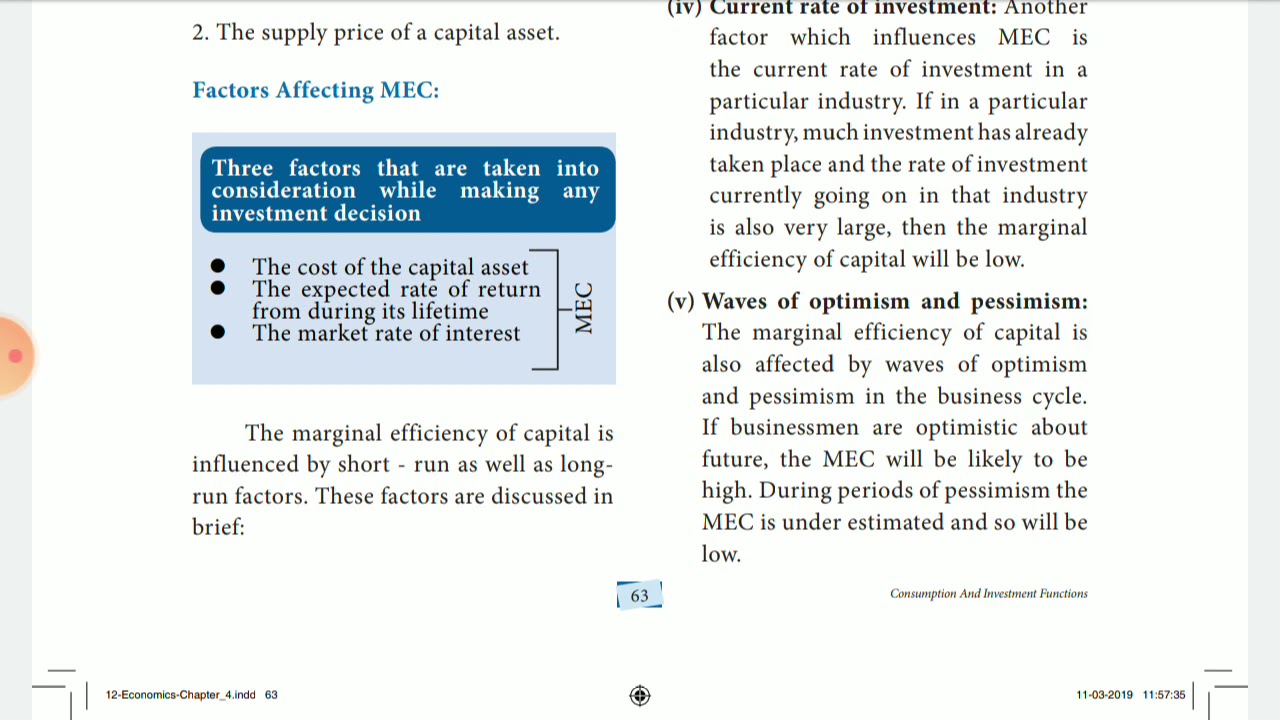 12 TH,ECONOMICS,CHAPTER-4,MARGINAL EFFICIENCY OF CAPITAL - YouTube