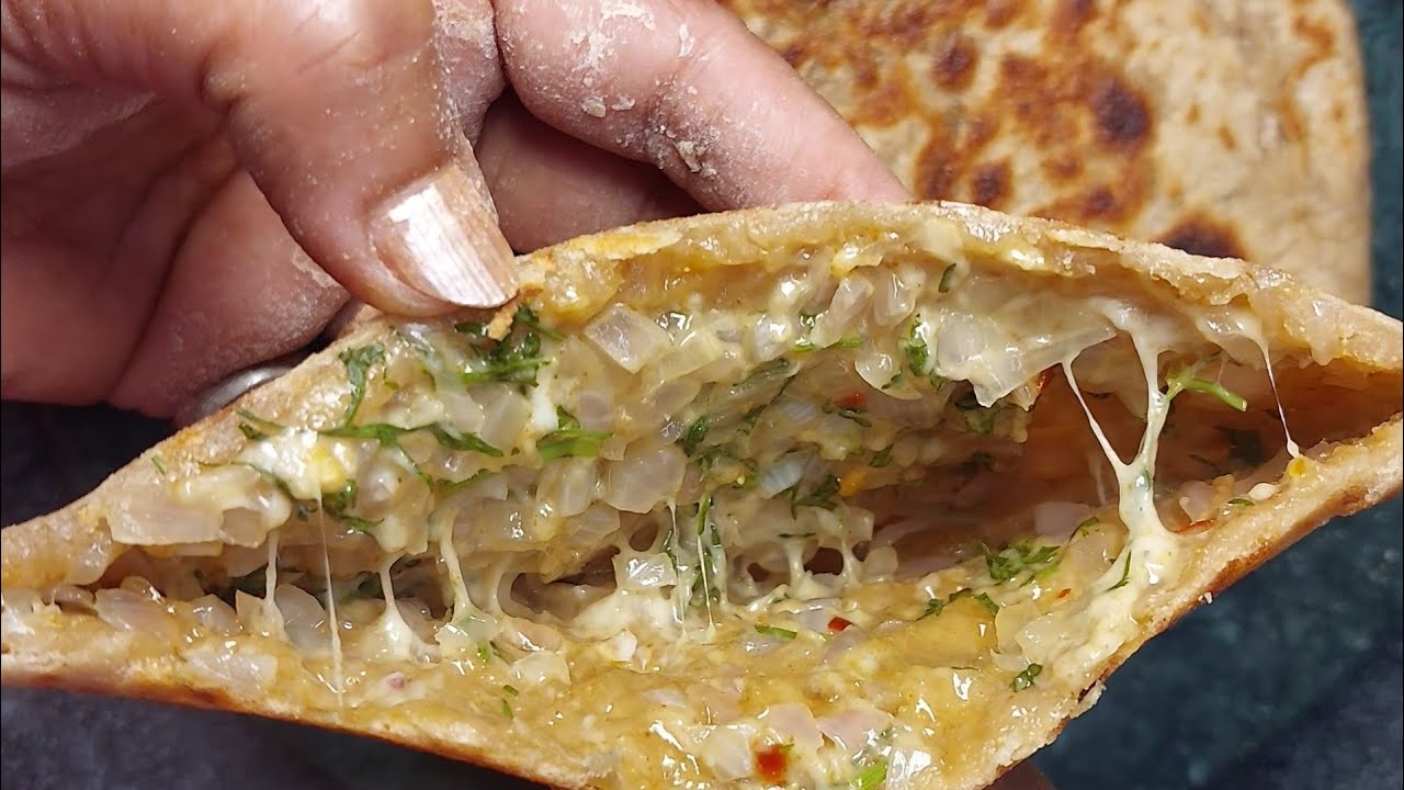 Onion Cheese Paratha Recipe | How to make Cheese Paratha | Pyaz Cheese ...