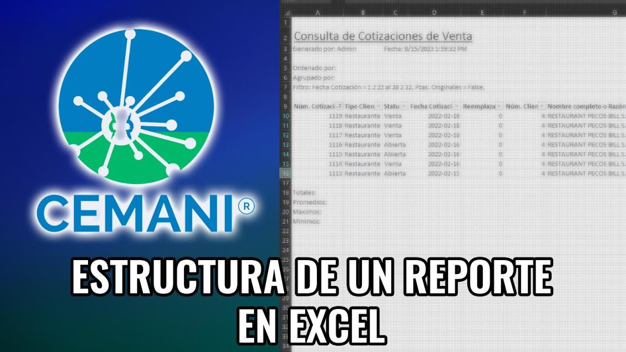 Reporte en Excel Estructura - YouTube
