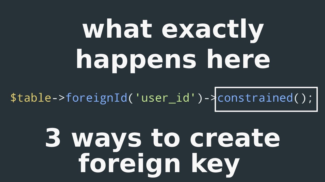 Learn Laravel 3 Ways To Create Foreign Keys Youtube 4205