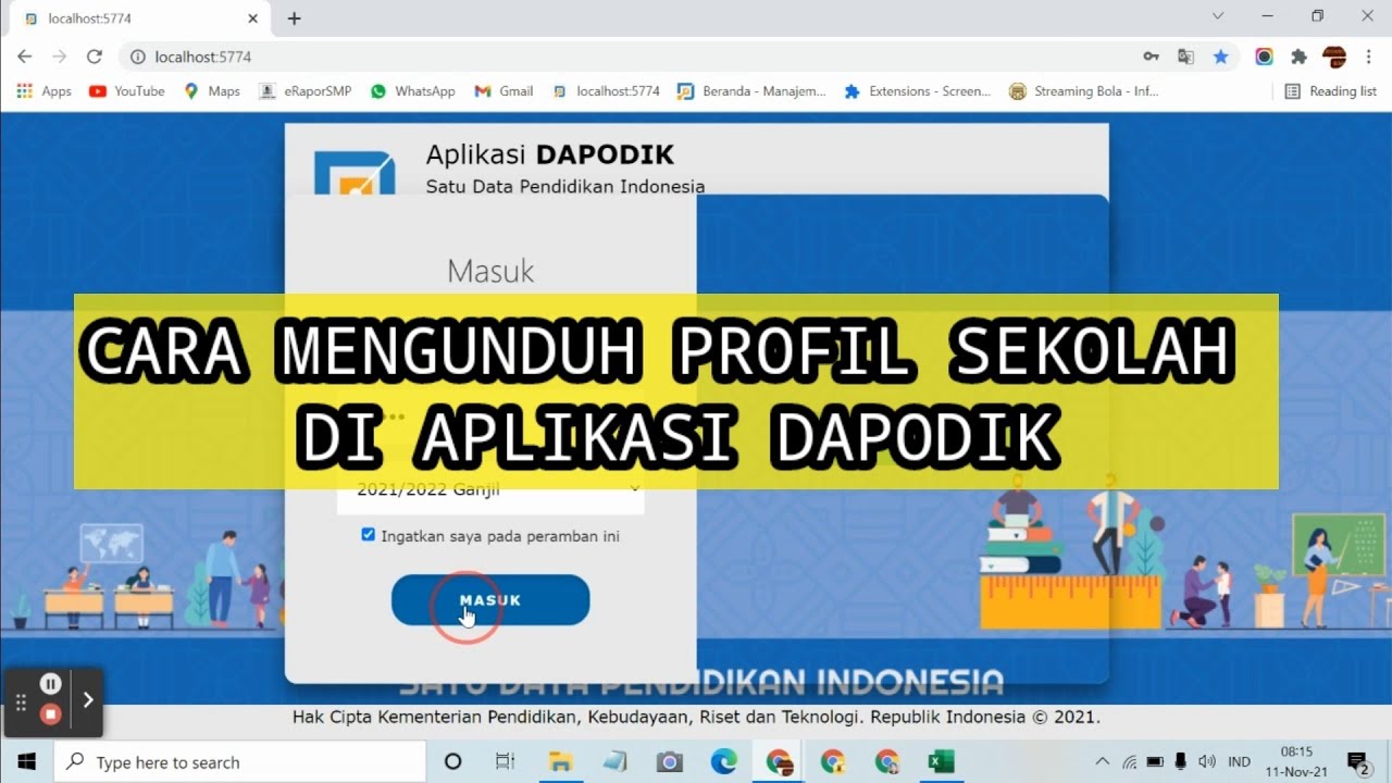 Cara mengunduh profil sekolah di dapodik - YouTube