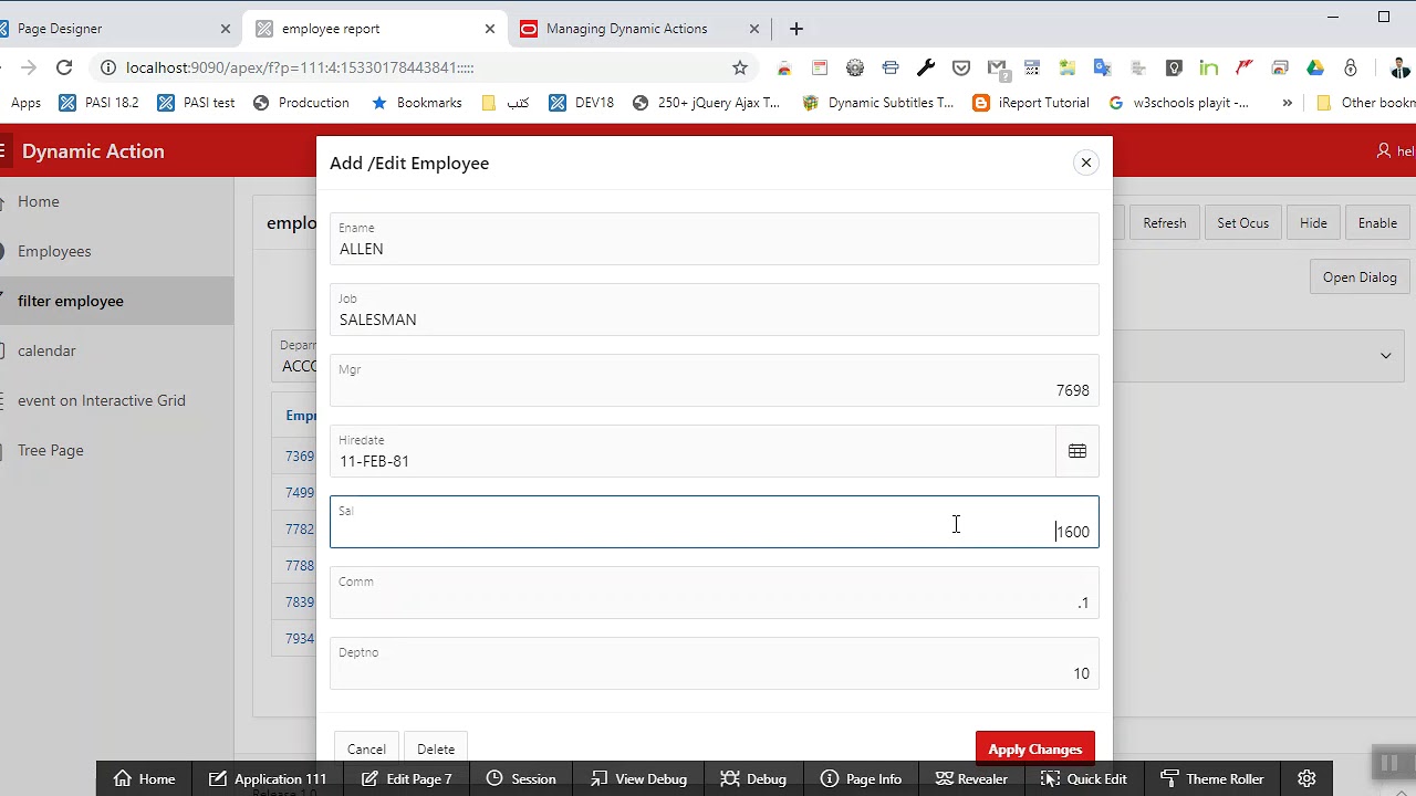 Oracle Apex 191 Dynamic Action Part 25 With English Subtitle Youtube