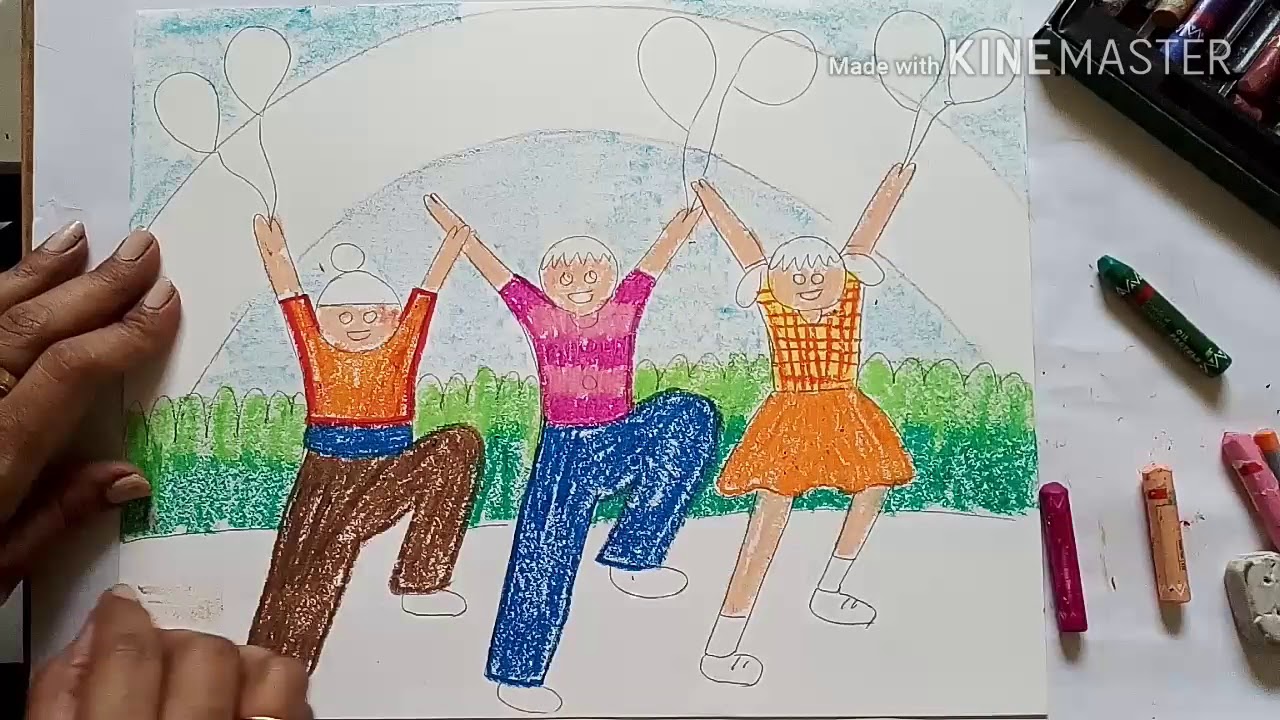 Easy drawing on kids playing for kids - YouTube