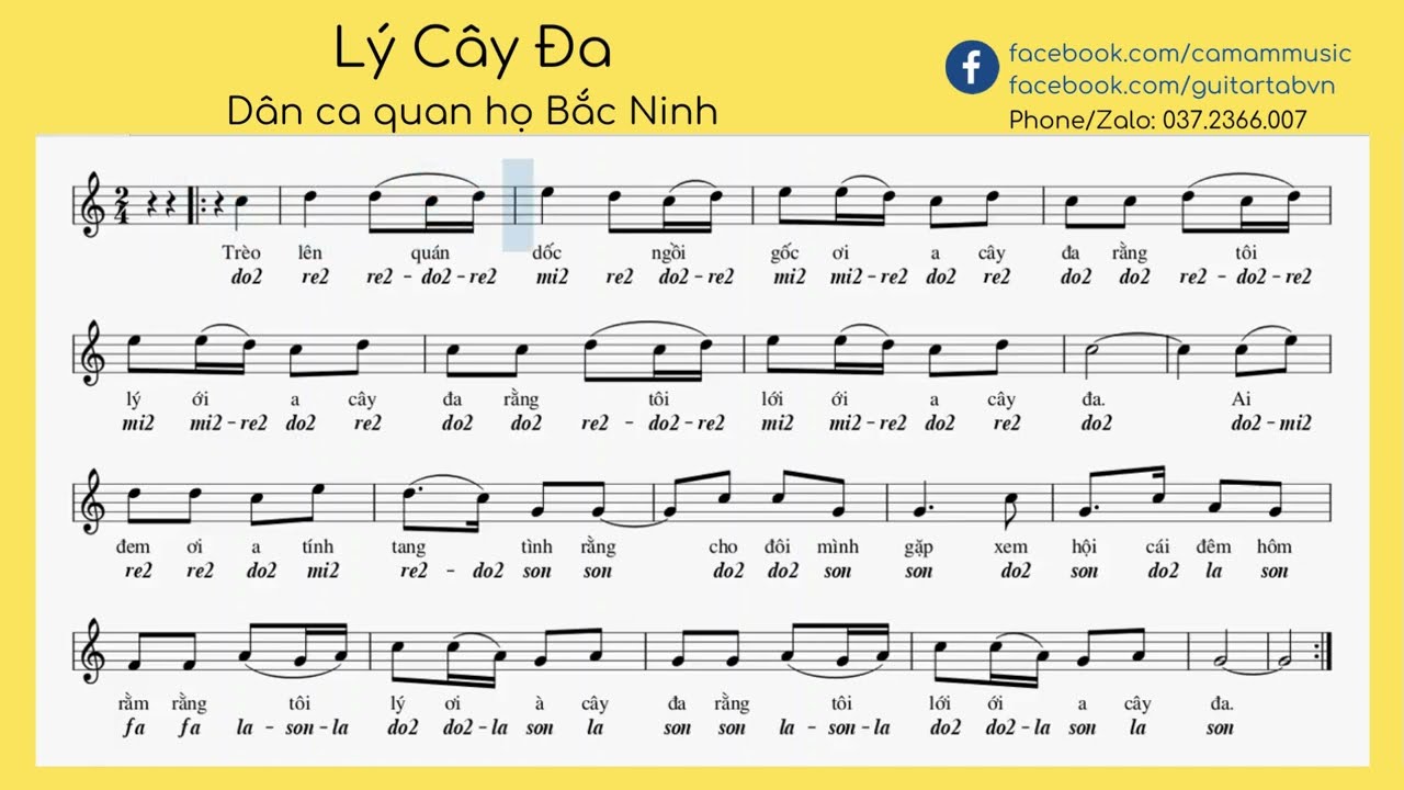Sheet + Cảm âm: Lý Cây Đa - YouTube