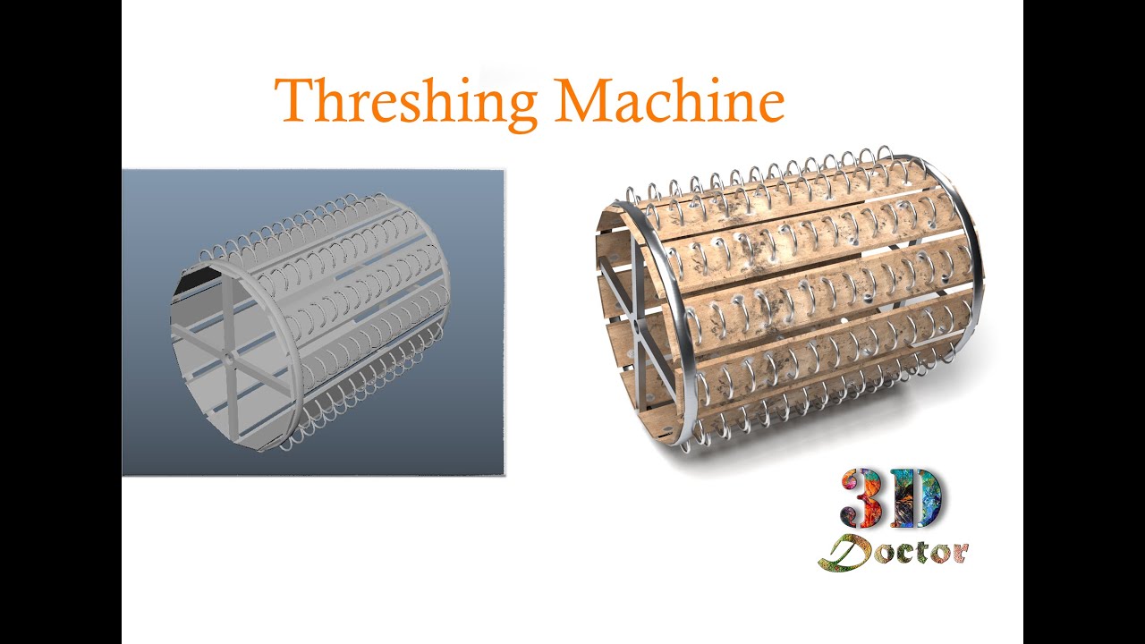 3D Rice threshing machine modeling in maya, texture with substance ...