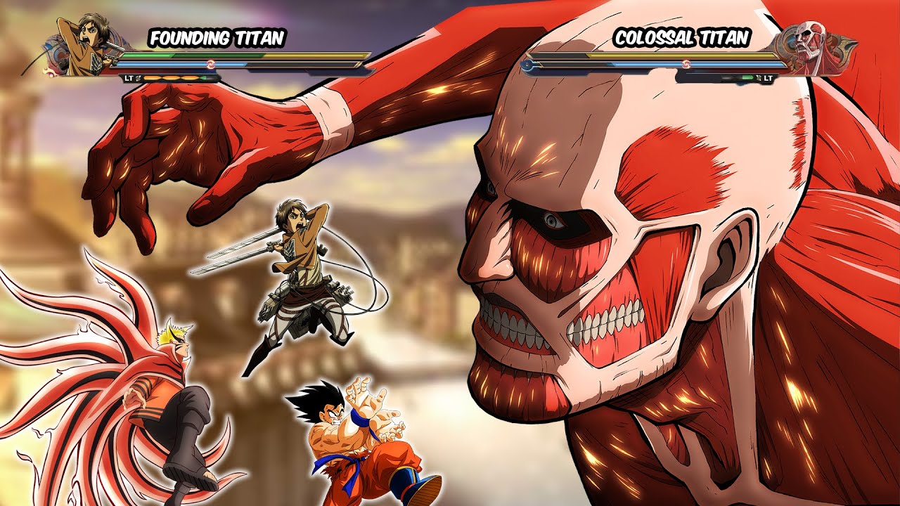 FOUNDING TITAN & 1000 TITAN VS COLOSSAL TITAN | Anime Mugen - YouTube