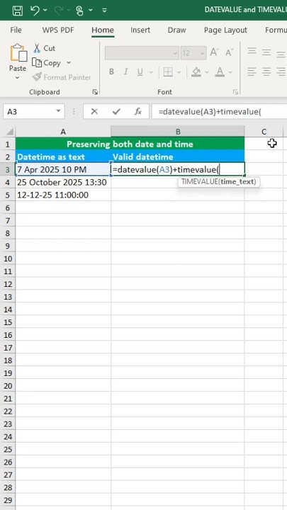 Preserving Both Date And Time In Excel Datevalue And Datetime