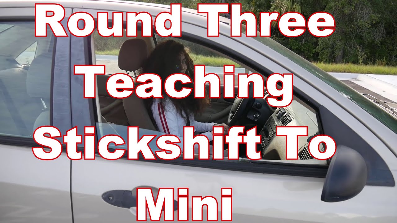 Driving Stick shift round three// Teaching Mini How to drive a Standard ...