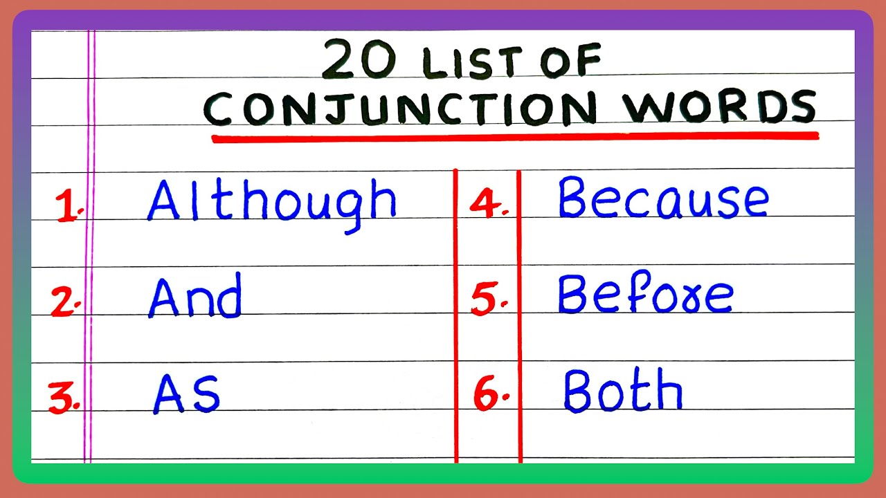 20 Conjunction Words | Conjunction Words | List of Conjunction Words ...