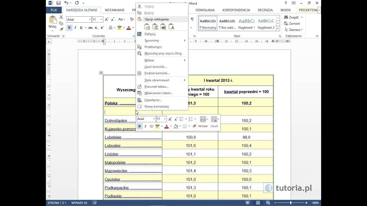 Nowości w Word 2013 - Tabele - YouTube