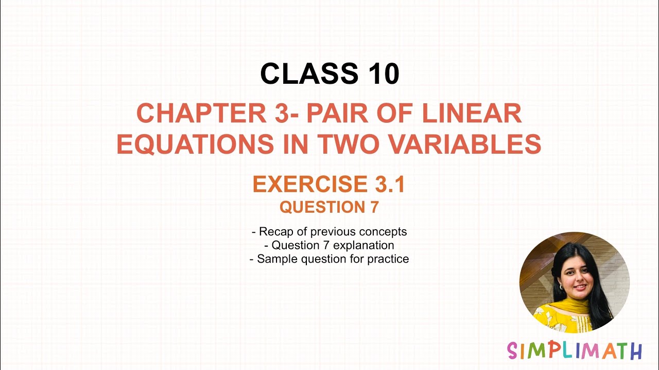 Pair of Linear Equations in Two Variables Exercise 3.1 Question 7 ...